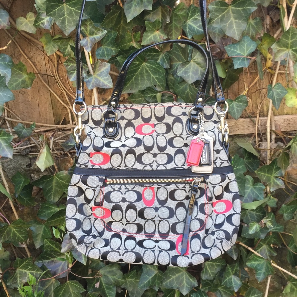 Coach Poppy Signature Fold-Over Cross Bag - Gem